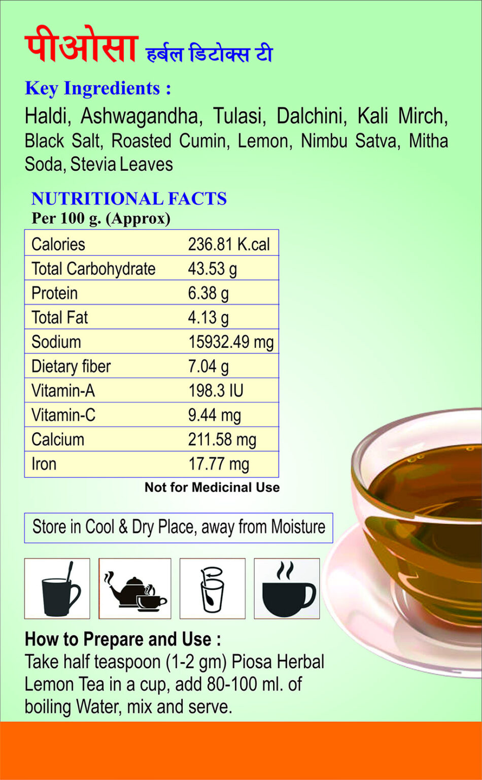 PIOSA Herbal Detox Tea | 70 Servings | Ayurvedic Daily Detox Blend with ...